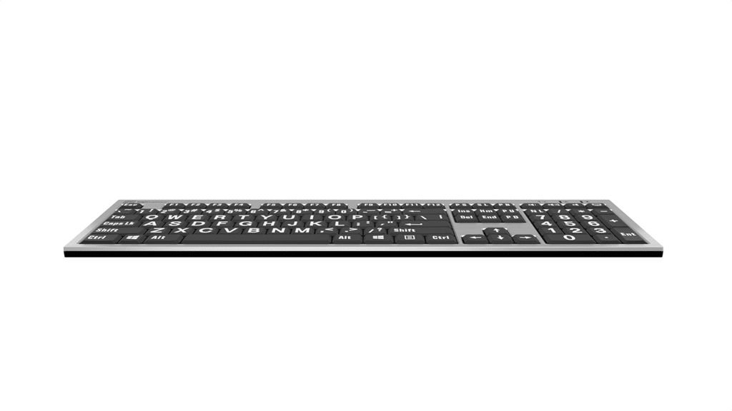 CLAVIER XL PRINT avec lampe, grosses lettres blanches sur noir CLAVIER XL PRINT avec lampe, grosses lettres blanches sur noir